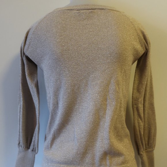 Minnie Rose | Sweaters | Minnie Rose Metallic Gold Keyhole Sweater S ...